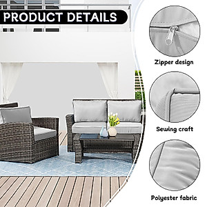 Wrinardy 14 Pcs Outdoor Patio Cushion Covers, Replacement Splash Proof Water Cushion Covers with Zipper, Outdoor Sofa Cushion Covers,Chair Cushion Covers (Light Gray, 24.8 inches)
