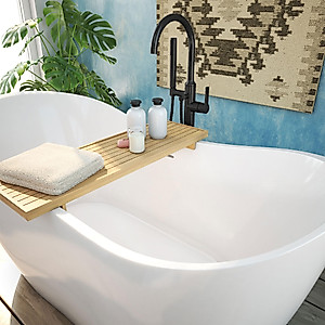 DreamLine Nile 59 in. L x 28 in. H Acrylic Freestanding Bathtub with Matte Black Finish