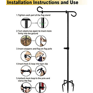 Balie Space 49 Inch Tall Garden Yard Flag Holder Stand with 5 Forked Base Fit 12 X 18 Sign Decoration, 1 Pack