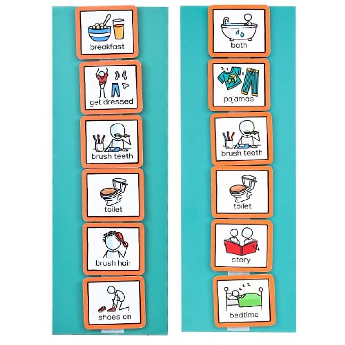 Morning and Bedtime Routine Chart by Create Visual Aids to support routine. Visual schedule or visual timetable for autism, speech and language, toddlers, preschool.