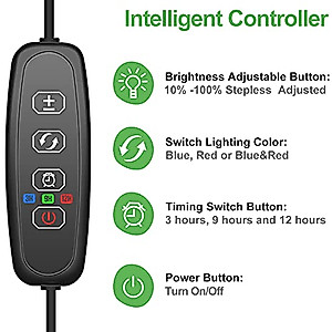 GroDrow Grow Lights for Indoor Plants, 150 LED Grow Light for Seed Starting with Red Blue Spectrum, 3/9/12H Timer, 10 Dimmable Levels & 3 Switch Modes, Adjustable Gooseneck Suitable for Various Plant