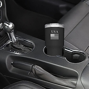 AAFEEN Black Coffee Tumbler Cup 30 oz | Double Walled Insulated Flask | Rust Proof Stainless Steel Hot and Cold Tumbler with Magslider Lid | Tea, Coffee Travel Mug for Men & Women with USA Flag Logo