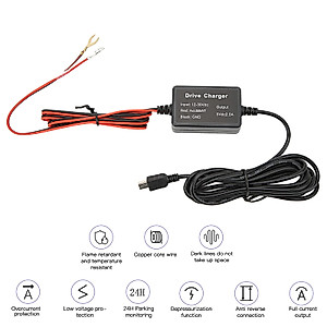 Yctze Dash Cam Hardwire Kit Mini USB Adapter 12V‑30V to Dash Cam Hardwire Kit Mini USB Hard Wire Kit Dashcam Hardwiring Kit Car Dash Camera Hard Wire