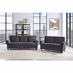 Lexicon Morgan 80" W Velvet Living Room Sofa Couch, Gray
