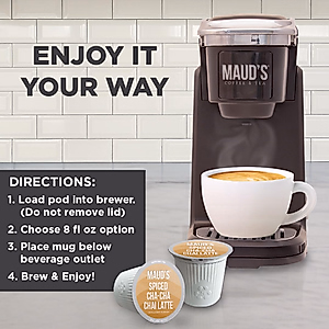 Maud's Spiced Chai Tea Latte, 18ct. Solar Energy Produced Recyclable Single Serve Tea Pods - 100% California Tea Leaves, KCup Compatible
