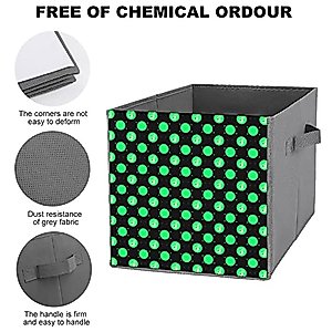 St. Patrick's Day Green Dots Pattern Storage Bin Foldable Cube Closet Organizer Square Baskets Box with Dual Handles