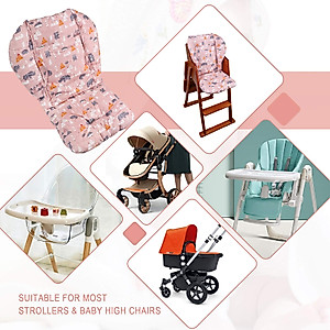 Longwuny High Chair Cushion, High Chair Cover Padhigh Chair Pad Cover, Soft and Comfortable, Light and Breathable, Make The Baby Sit More Comfortable (Pink Forest Animal Pattern)