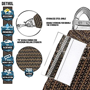 TANG Sunshades Depot A Ring Design Steel Cable Wire Reinforcement 24'x24'x24' Equilateral Triangle Sun Shade Sails Brown Heavy Duty Permeable 260GSM U*V Block Patio Garden Deck Dock Carport Cover