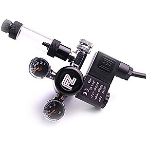 FZONE Aquarium CO2 Regulator AC Solenoid Mini Dual Gauge Display with Bubble Counter and Check Valve for US Standard CGA320 CO2 Cylinder