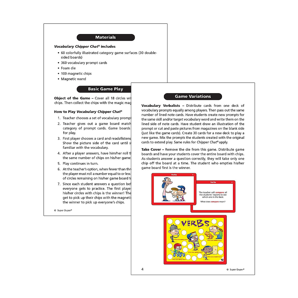Super Duper Publications | Vocabulary Chipper Chat® Magnetic Game | Educational Learning Resource for Children | Magnetic Wand, Chips, and Game Boards |