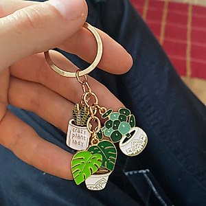 Meimimix Cute Fashion Keychain Ladies Succulent Potted Succulent Shaped Keychain Golden Car Keychain Jewelry for Friends