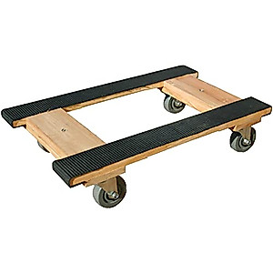 Dolly Cart Heavy Duty for Furniture Moving with 4 Wheels H Frame Oak | Full Length Rubber Tread Dual Rail | 18x30
