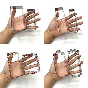 LILIAO Rectangle Scalloped Edge Cookie Cutter Set, Stainless Steel (Rectangle and Scalloped Edge 8-Piece Set)