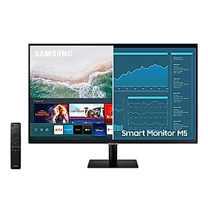 SAMSUNG 32-inch M5 Smart Monitor with Mobile Connectivity, FHD, Remote Access, Office 365 (LS32AM500NNXZA), Black (Renewed)