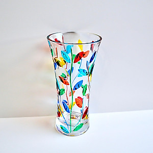 Italian Crystal Tree of Life Flower Vase, 8.5 Inch, Vase for Modern Home Decor, Living Room Wedding Centerpieces Bedroom Kitchen, Made in Italy