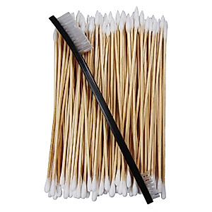 Type-III Universal Gun Cleaning Kit with 100pc 6 Inch Tapered and Regular Tip Cotton Swabs and Black Double Sided Nylon Brush