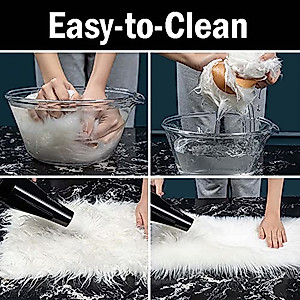 Silky Soft Faux Fur Rug 2ftx4ft, Super Fluffy Rugs for Bedroom and Living Room Floors, Large Shag Solid Area Rug, Luxury Beside Plush Carpet Home Decor Floor Mat, Square