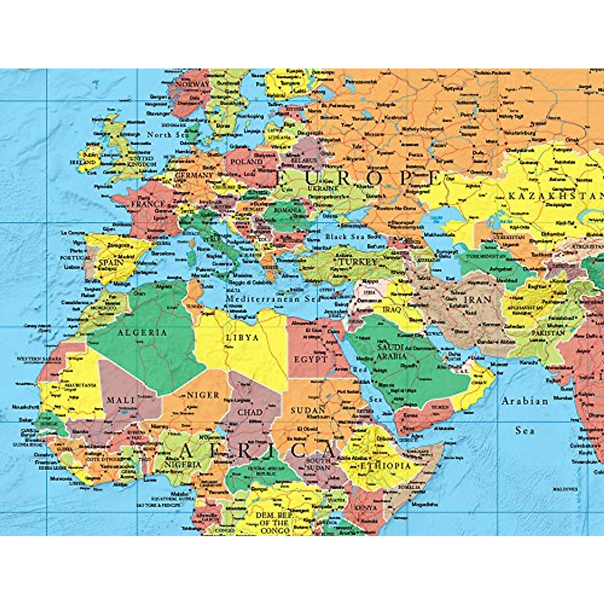 30x48 World Wall Map by Smithsonian Journeys - Blue Ocean Edition (30x48 Laminated)