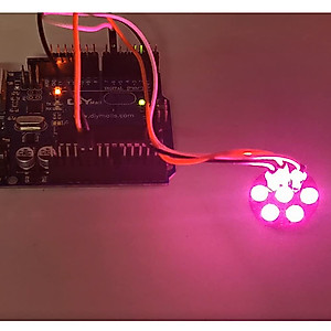 DIYmall 7 X WS2812B RGB LED Rings 7 Bits 5050 Lamp Light with Integrated Drivers, Full Color, Individually Addressable for Arduino ESP8266 Raspberry Pi ESP32 (Pack of 5pcs)