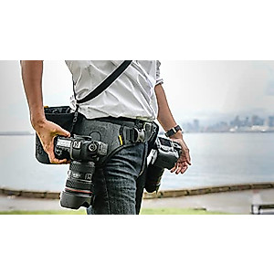 Cotton Carrier Slingbelt with Tether for One Camera. Camera Harness for Hiking and Traveling for Hands-Free Carrying
