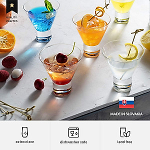 MITBAK 8 - Ounce Martini Glasses (Set of 6) | Elegant cocktail Cups | Great for Martini, Cocktail, Whiskey, Liquor, Margarita, & Other Alcoholic Beverages | Bar Glasses Made In Slovakia