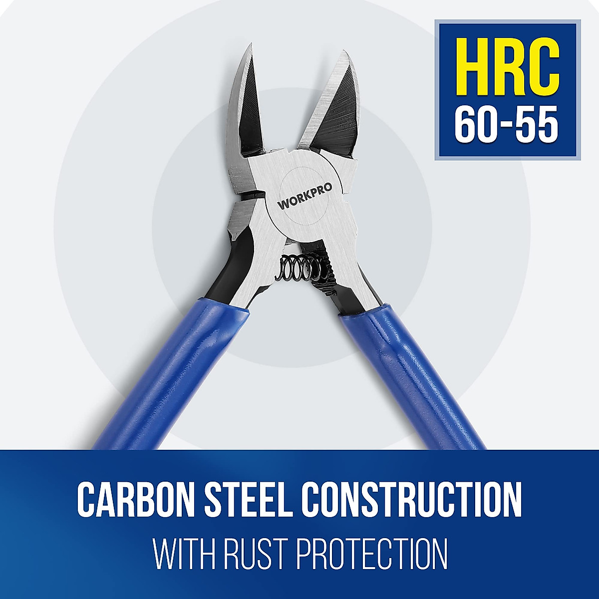 WORKPRO 2 Pack Wire Cutters, 6 Inch Precision Flush Cutters, Spring Loaded Side Cutting Pliers, Sharp Diagonal Cutters for Crafts, Jewelry Making, Electronics