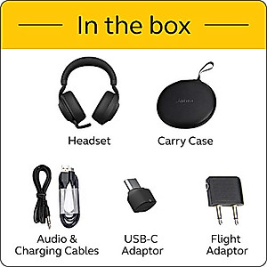 Jabra Evolve2 85 UC Wireless Headphones with Link380c, Stereo, Black – Wireless Bluetooth Headset for Calls and Music, 37 Hours of Battery Life, Advanced Noise Cancelling Headphones