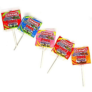Charms Sweet and Sour Pops, in 5 Assorted Sweet/Sour Flavors, 0.6 Ounce (Pack of 48)