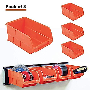 Wallmaster 8-Bin Storage Bins Garage Rack System & Garage Storage Tool Organizer System Heavy Duty Tools