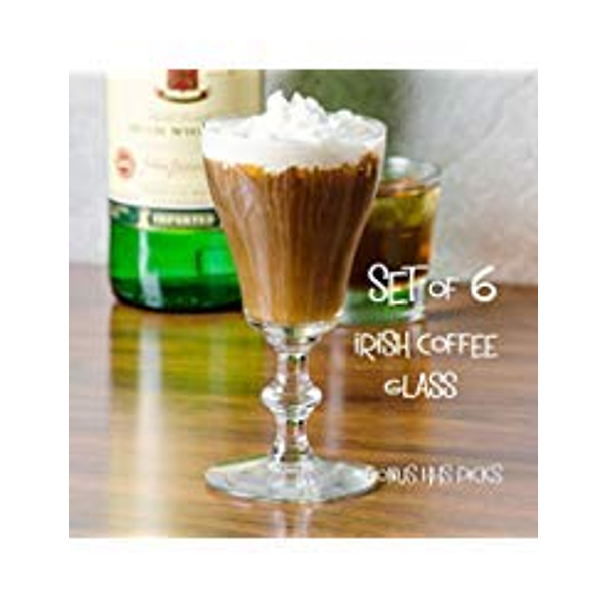 Set of 6 Libbey 8054 6 oz. Georgian Irish Coffee Glass w/Signature Party Picks