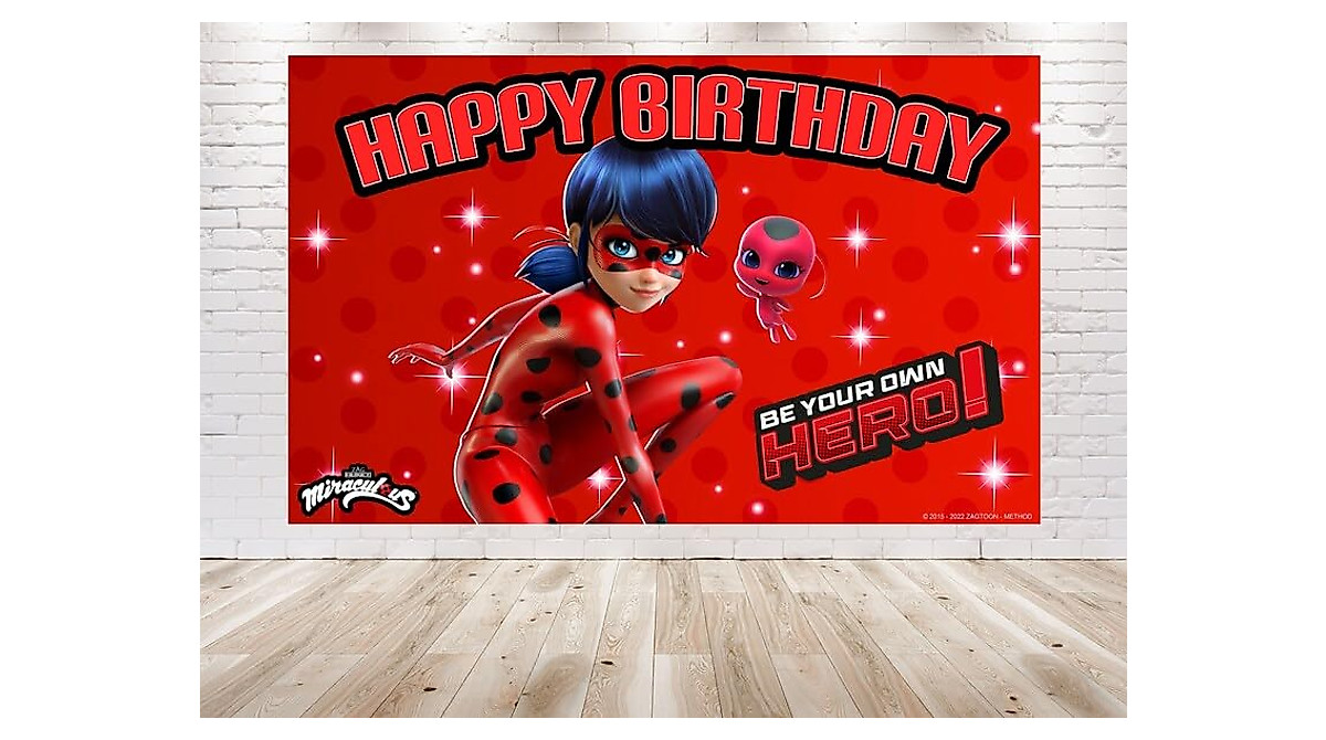 5x3 FT Miraculous Ladybug Backdrop for Birthday Parties