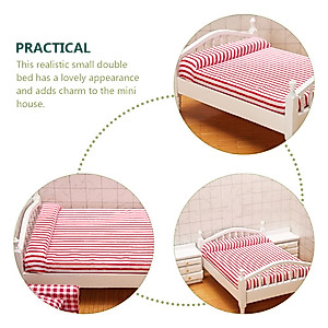 Totority Wooden Dollhouse Bed - 1: 12 Doll House Furniture Miniature Dollhouse Tabletop Accessories Dollhouse Furniture Mini Furniture