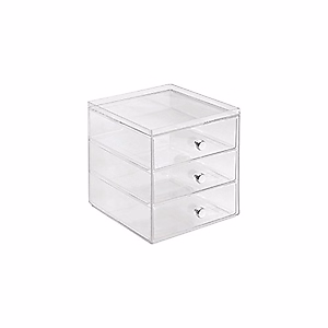 InterDesign Clarity Cosmetic Organizer for Vanity Cabinet to Hold Makeup, Beauty Products - 3 Drawer, Clear