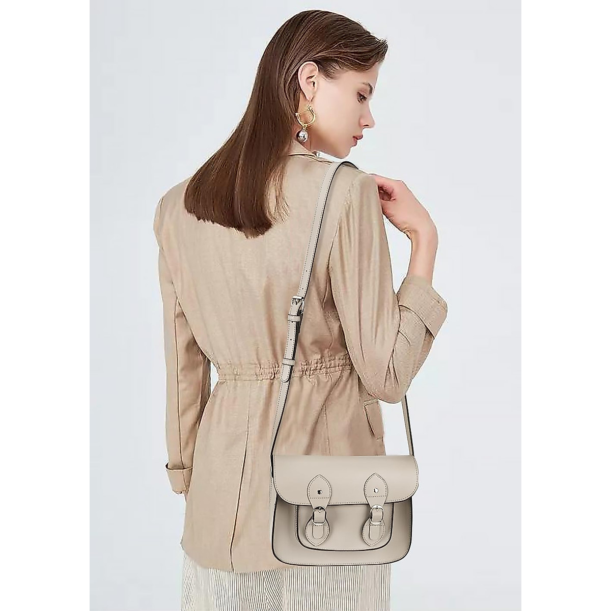 Gladdon Small Messenger Bag for Women Vegan Leather Crossbody Bags Travel Satchel Shoulder Purses Beige