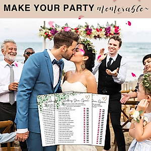 Bridal Shower Party Games, Wedding Shoe Game Minimalist Wedding Shower Game for Adults, 25 Eucalyptus Greenery Engagement Party Games Cards (5" X 7"), Bachelorette Party Supplies Decorations -07
