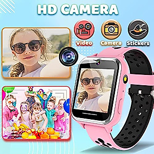 Kids Smart Game Watch for Boys Girls Age 3-12 with 1.54" HD Touch Screen 24 Puzzle Games Camera Video Music Player Pedometer Alarm Clock Calculator Torch Child Watch Wristband Electronic Learning Toys