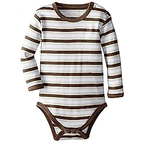 L'ovedbaby Unisex-Baby Newborn Organic Long-Sleeve Bodysuit, Bark Stripe, 6-9 Months