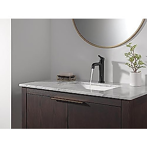 Delta Faucet Nicoli Matte Black Bathroom Faucet, Single Hole Bathroom Sink Faucet, Single Handle Bathroom Faucet, Pop-Up Drain Assembly, Matte Black 15849LF-BL