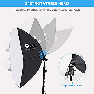 HPUSN Softbox Lighting Kit 2x76x76cm Professional Continuous Studio Photography Photo Studio Equipment with 2pcs E27 Socket 85W 6500K LED Bulbs for Portrait and Product Shooting