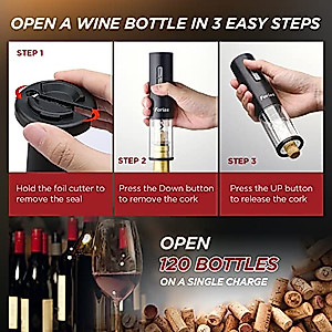 Forias Electric Wine Opener, Automatic Wine Bottle Opener Set with Rechargeable Wine Opener,Electric Wine Aerator Pourer,Vacuum Wine Stopper and Foil Cutter 4-in-1 Wine Gift Set