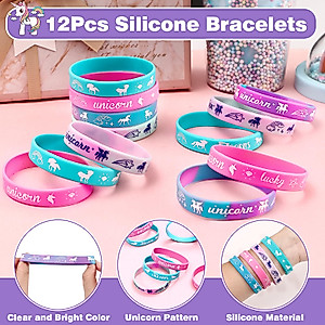 KELENO 98 Unicorn Party Favors Birthday Supplies for Girls Kids Straw Bubble Silicone Band Sticker Rainbow Unicorn Toy Gift Filler Goodie Bag Stuffer Unicorn Party Supplies