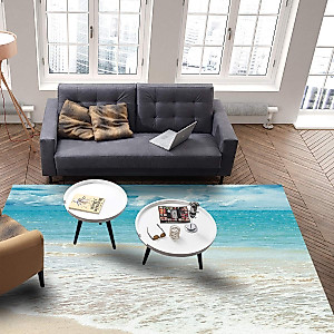 Gsypo Summer Indoor Modern Contemporary Area Rug, Tropical Ocean Beach Sea Water Ultra Soft Non-Shedding Carpet Floor Mats Stain Resistant Living Room Bedroom Area Rugs Washable 5'x8'