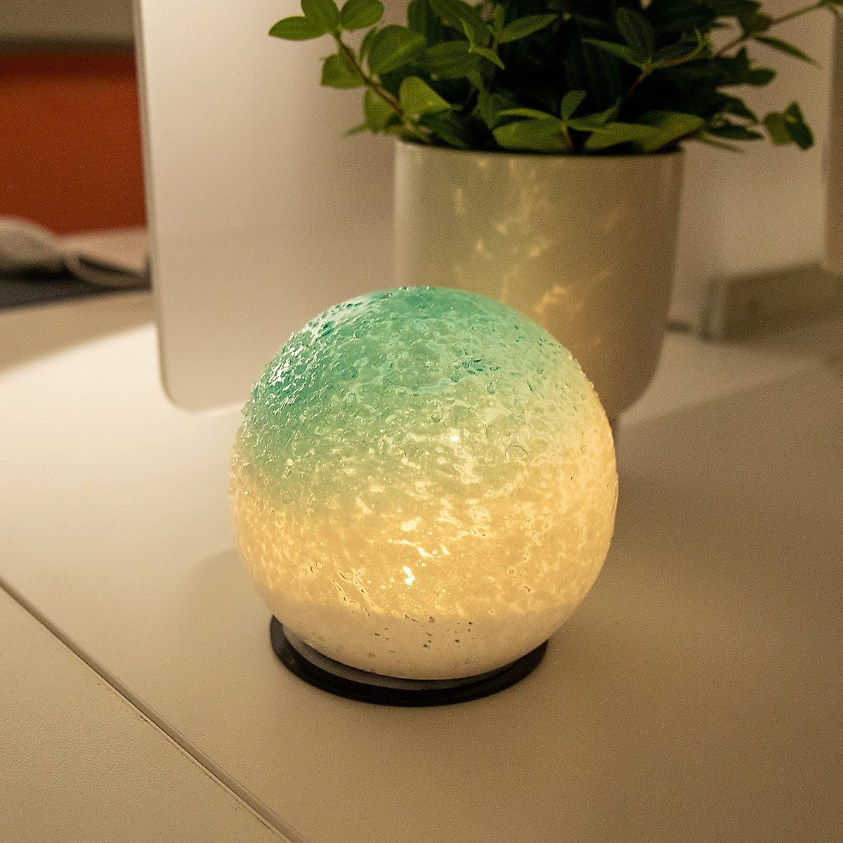 Afirst Solar Table Light - LED Glass Outdoor Table Lantern Lamps Solar Powered Hollow Projection Waterproof Globe Ball Night Lights for Garden,Patio,Yard, Party Decorations, 4x5 inch