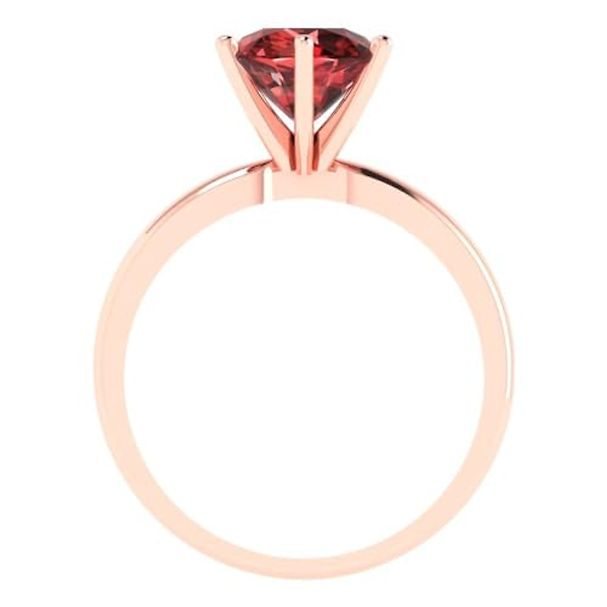 Clara Pucci 2.0 ct Round Cut Solitaire Natural VVS1 Red Garnet Engagement Wedding Bridal Promise Anniversary Ring 18K rose Gold Size 7.75