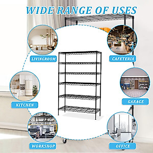 Dlewmsyic 6 Tier NSF Certified Metal Storage Shelving Unit,48D x 18W x 78H Load 2100lbs,Adjustable Metal Shelving for Restaurant Kitchen Bathroom Garage,Commercial Grade Shelves Organizer, Black