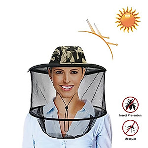 CozyCabin Mosquito Head Net Hat with Removable Mesh Hidden Netting for Men and Women, Design for Outdoor Fishing Gardening (Gray Camouflage)