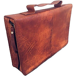 Leather Classic Bible Cover Book Cover with Back Pocket Brown
