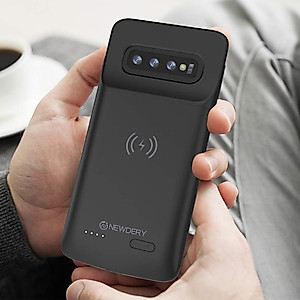 NEWDERY Upgraded Galaxy S10 Battery Case Qi Wireless Charging Compatible, 4700mAh Slim Rechargeable Extended External Charger Case Compatible Samsung Galaxy S10 (2019)-(6.1 Inches Black)