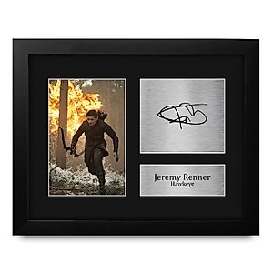 HWC Trading Jeremy Renner USL Framed Signed Printed Autograph Hawkeye The Avengers Print Photo Picture Display - Great Gift Idea - US Letter Size