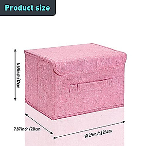 FUDDE foldable fabric storage box[2-Pack] dust-proof storage boxes with flip lid, can store clothes, shelves, books and toys, used in family bedroom closet storage boxes. (M, PINK)